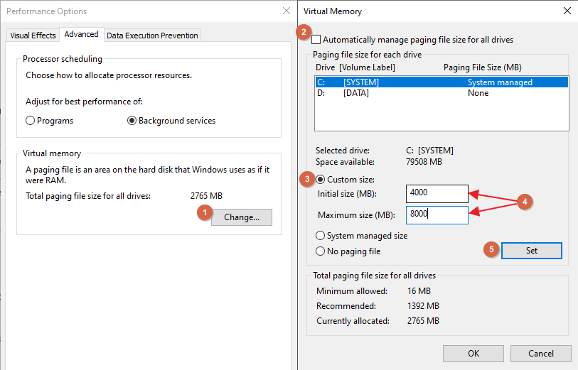 Page File Settings